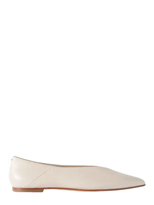AeydĒ Moa Leather Point-toe Flats - Cream