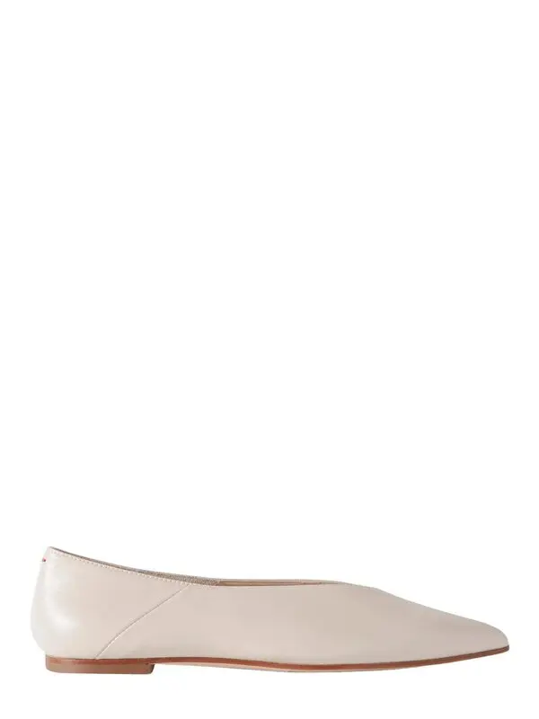 AeydĒ Moa Leather Point-toe Flats - Neutrals