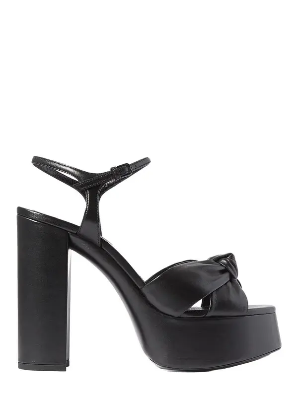 Saint Laurent Bianca Knotted Leather Platform Sandals - Black