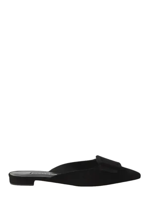Manolo Blahnik Maysale Suede Flats - Black