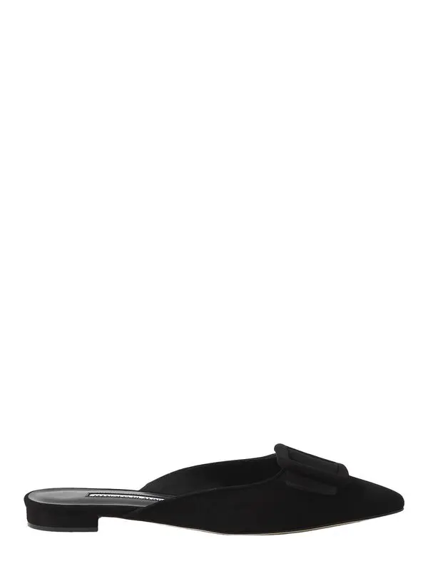 Manolo Blahnik Maysale Suede Flats - Black