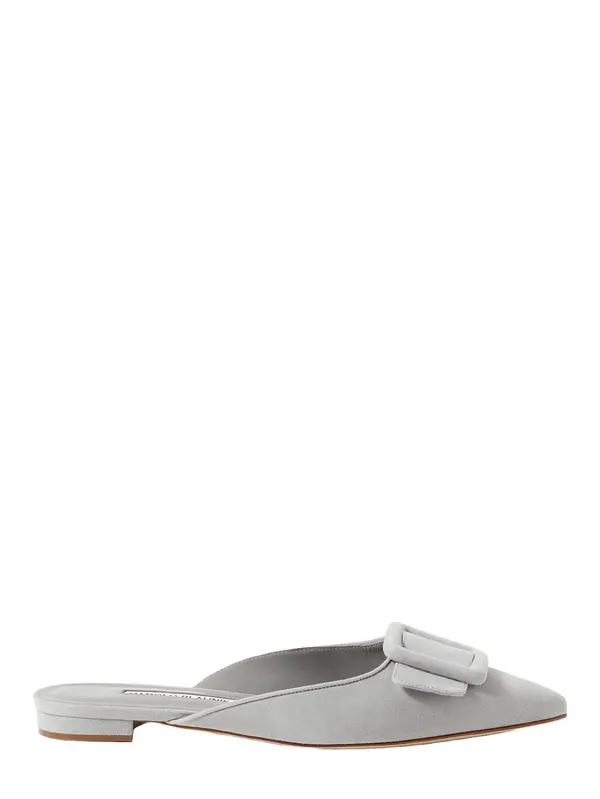 Manolo Blahnik Maysale Suede Flats - Gray