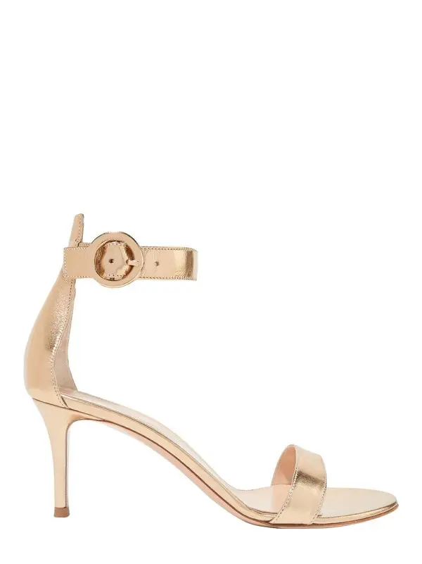 GIANVITO ROSSI Portofino 70 Leather Sandals - Gold