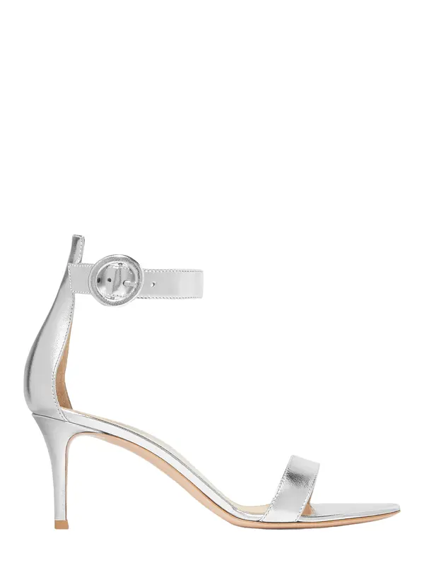 GIANVITO ROSSI Portofino 70 Leather Sandals - Silver