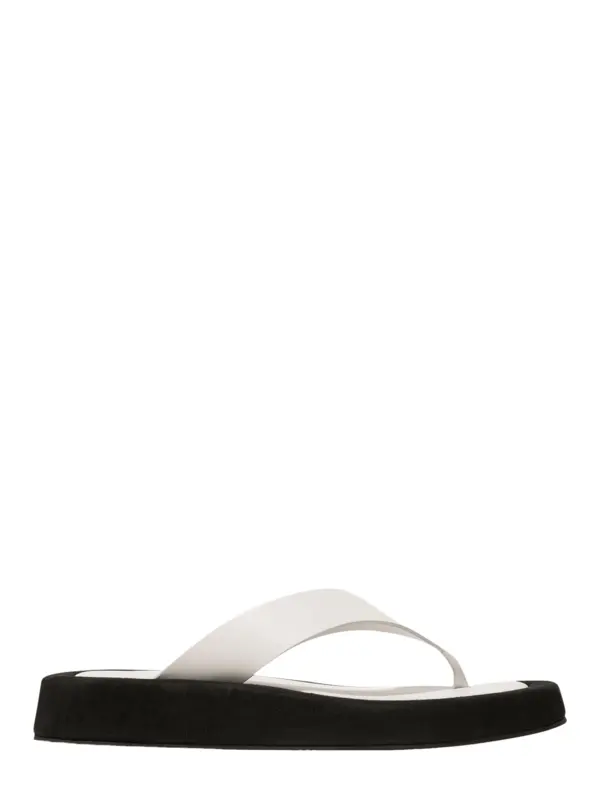 THE ROW - Ginza Leather And Suede Platform Flip Flops