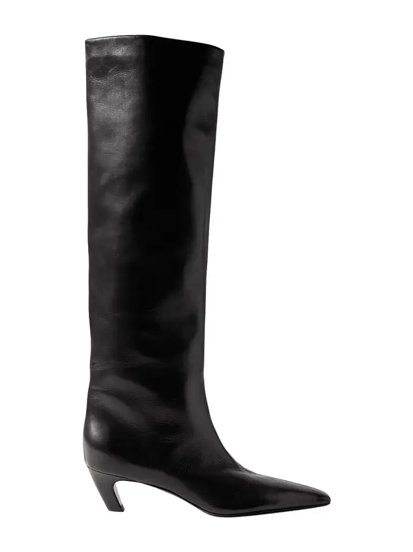 Khaite Davis Leather Knee Boots - Black