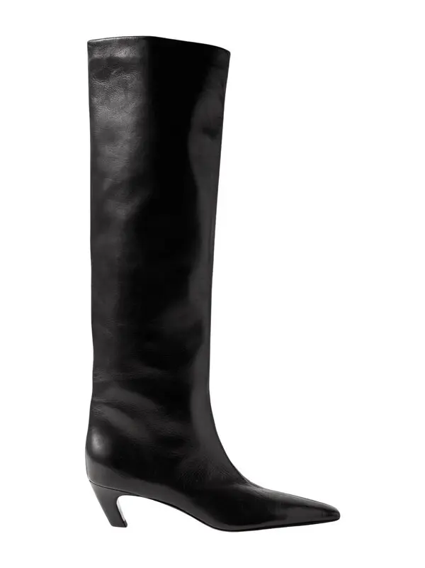 Khaite Davis Leather Knee Boots - Black