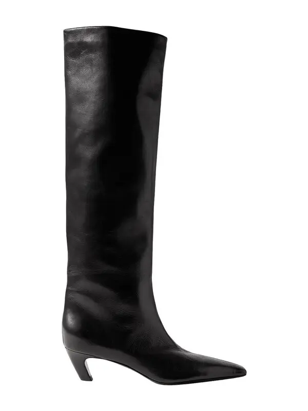 Khaite Davis Leather Knee Boots - Black