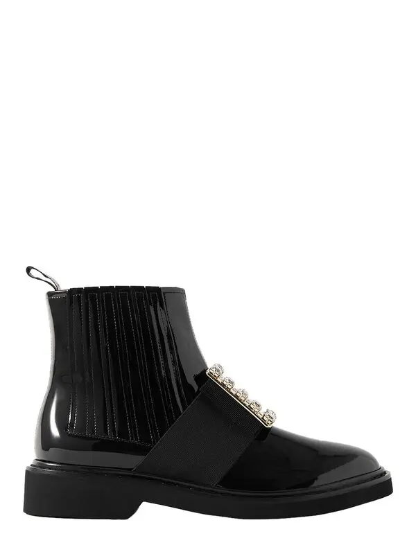 ROGER VIVIER Viv Ranger Crystal-embellished Chelsea Boots - Black