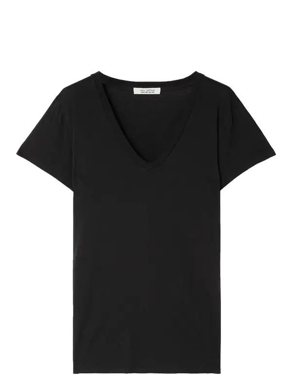 NILI LOTAN Carol Cotton-jersey T-shirt - Black