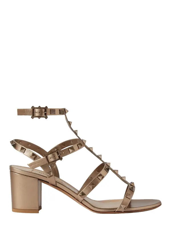 Valentino Garavani Rockstud 60 Leather Sandals - Gold