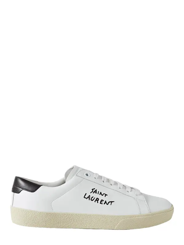 Saint Laurent Court Classic Sl/06 Logo-embroidered Leather Sneakers - White