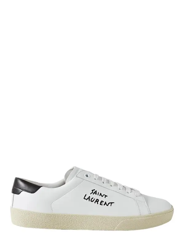 Saint Laurent Court Classic Sl/06 Logo-embroidered Leather Sneakers - White