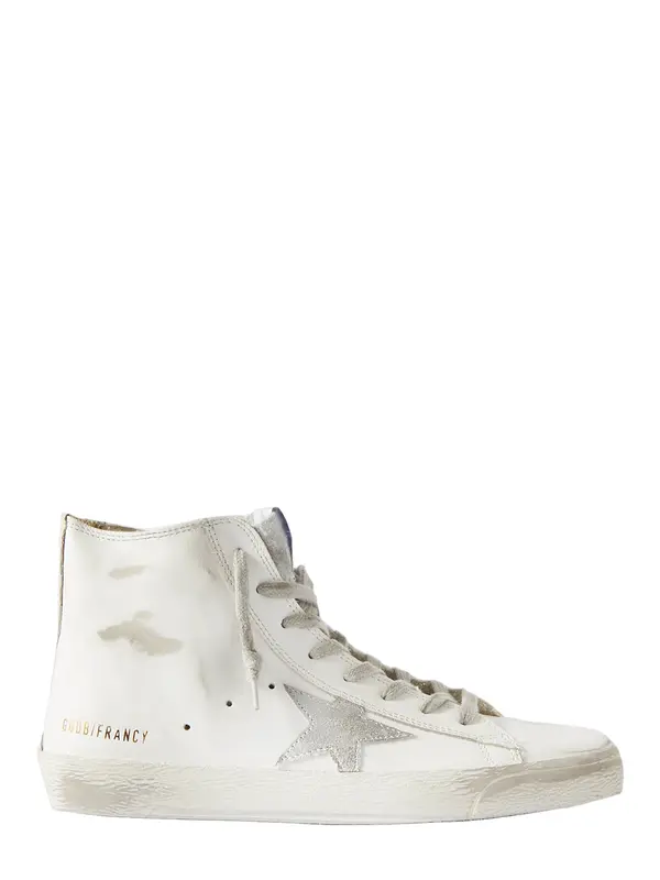 GOLDEN GOOSE Francy Distressed High-top Sneakers - White