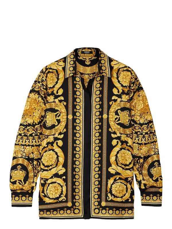 Versace Printed Silk-twill Shirt - Gold
