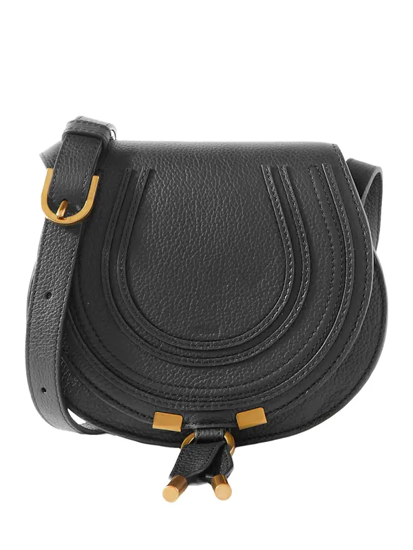 Chloé Marcie Mini Textured-leather Shoulder Bag - Black