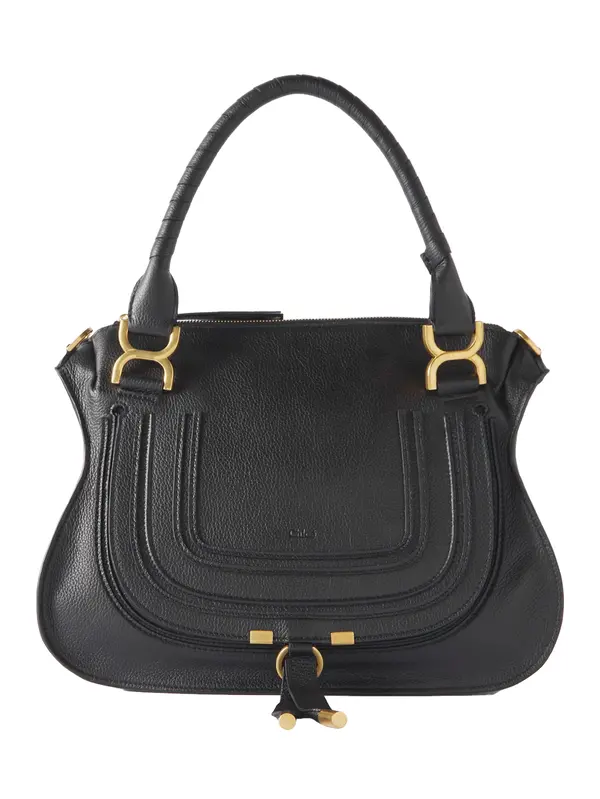Chloé Net Sustain Marcie Medium Textured-leather Tote - Black