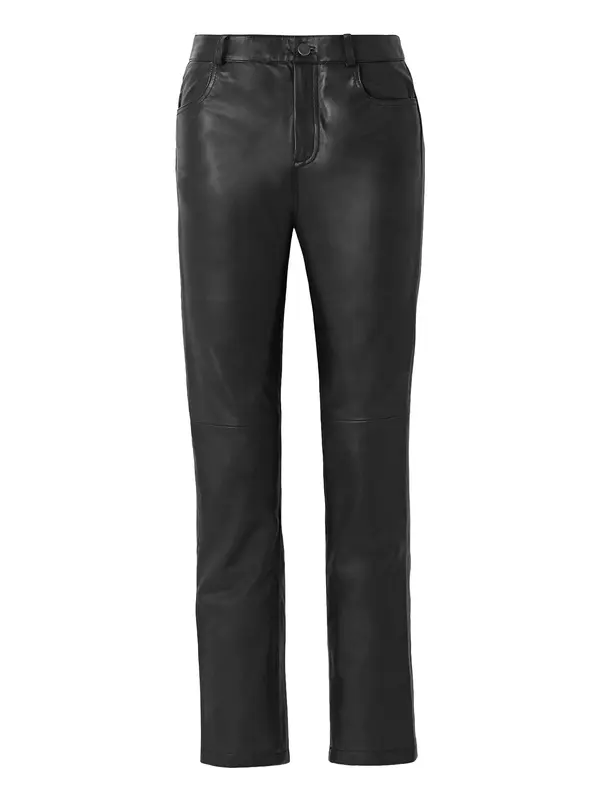 DEADWOOD Net Sustain Phoenix Leather Straight-leg Pants - Black