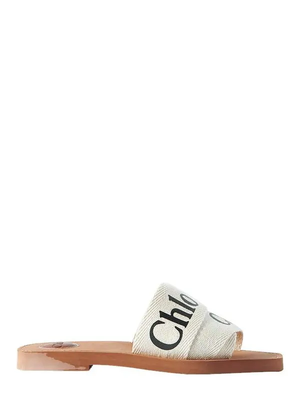 Chloé Woody Logo-print Canvas Slides - White