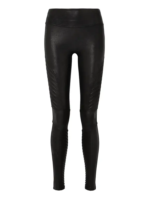 Spanx Moto Faux Stretch-leather Leggings - Black