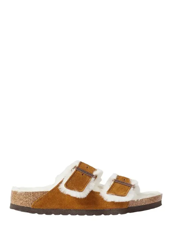 BIRKENSTOCK Arizona Shearling-lined Suede Sandals - Brown