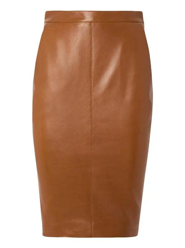 Saint Laurent Leather Knee-length Skirt - Brown