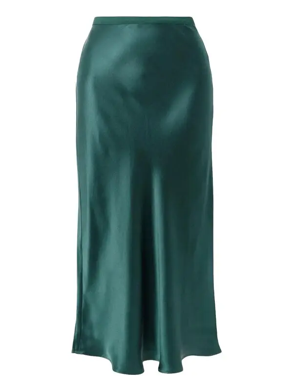 ANINE BING Bar Silk-satin Midi Skirt - Green