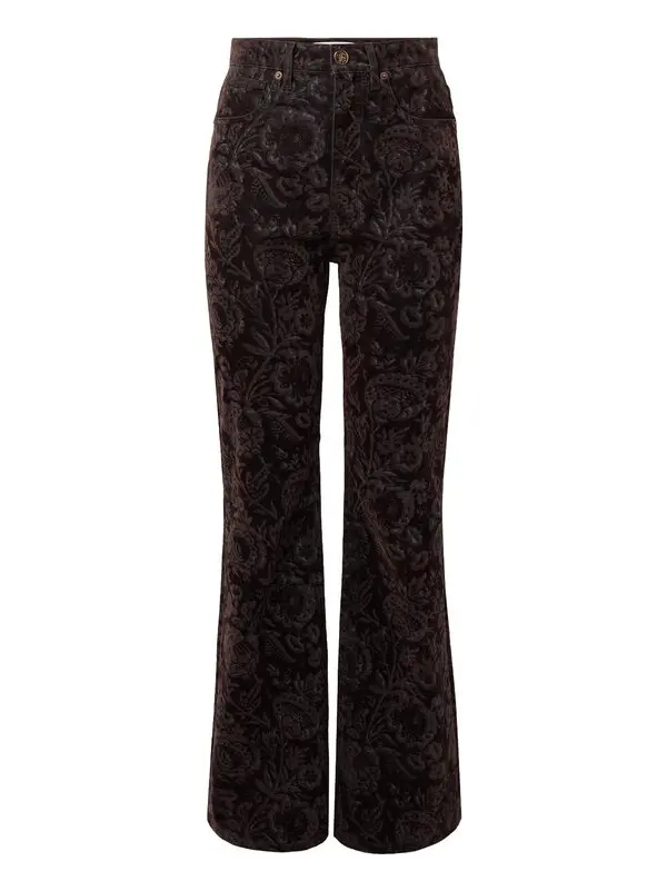Chloé Printed High-rise Flared Jeans - Brown