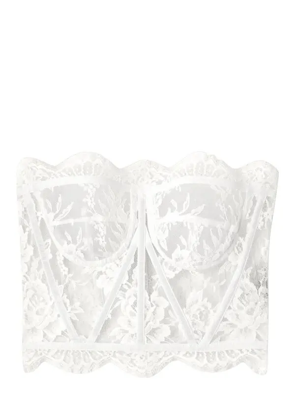 Dolce & Gabbana Grosgrain-trimmed Lace Bustier Top - White