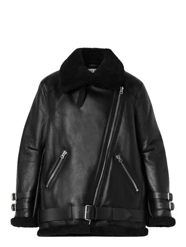 Acne Studios Leather-trimmed Shearling Jacket - Black
