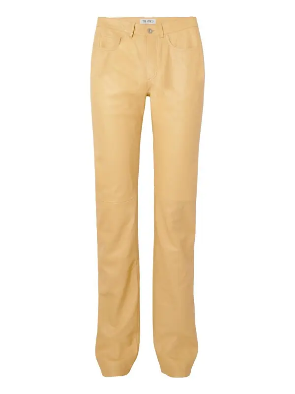 Attico Leather Straight-leg Trousers - Yellow
