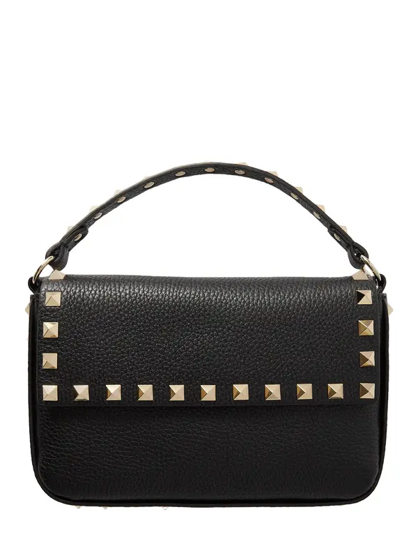 Valentino Garavani Rockstud Textured-leather Shoulder Bag - Black