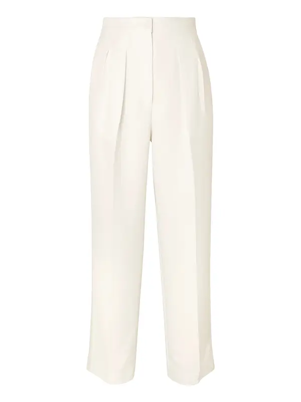 ROKSANDA Pleated Cady Straight-leg Trousers - Ivory