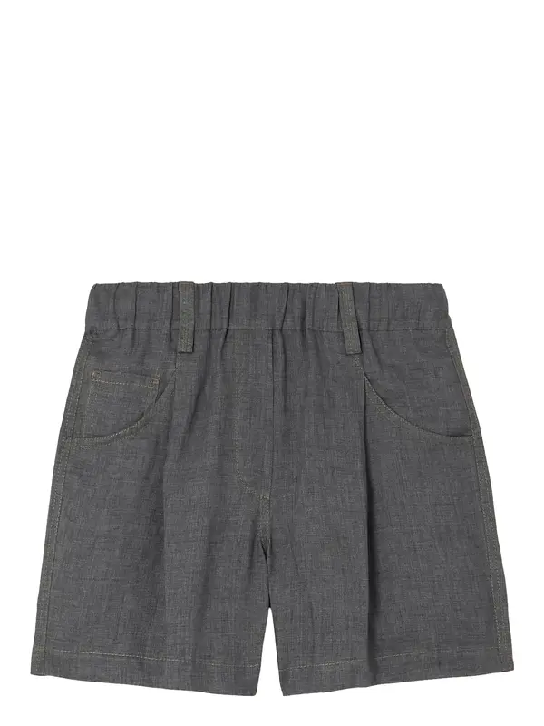 Brunello Cucinelli Pleated Linen Shorts - Gray