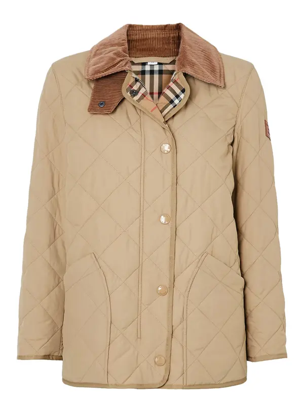 Burberry Corduroy And Leather-trimmed Quilted Shell Jacket - Neutrals