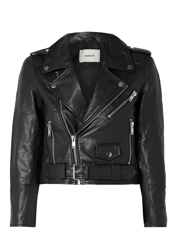 DEADWOOD Net Sustain Joan Leather Biker Jacket - Black