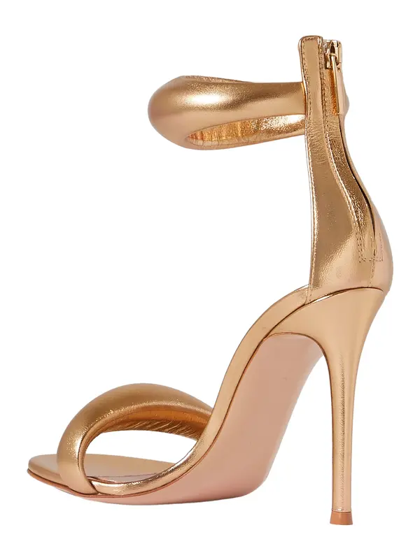 GIANVITO ROSSI Bijoux 105 Metallic Leather Sandals - Gold