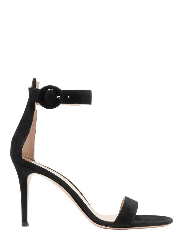 GIANVITO ROSSI Portofino 85 Suede Sandals - Black