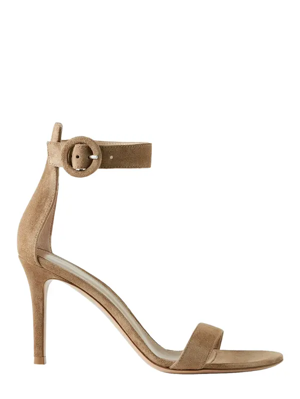 GIANVITO ROSSI Portofino 85 Suede Sandals - Brown