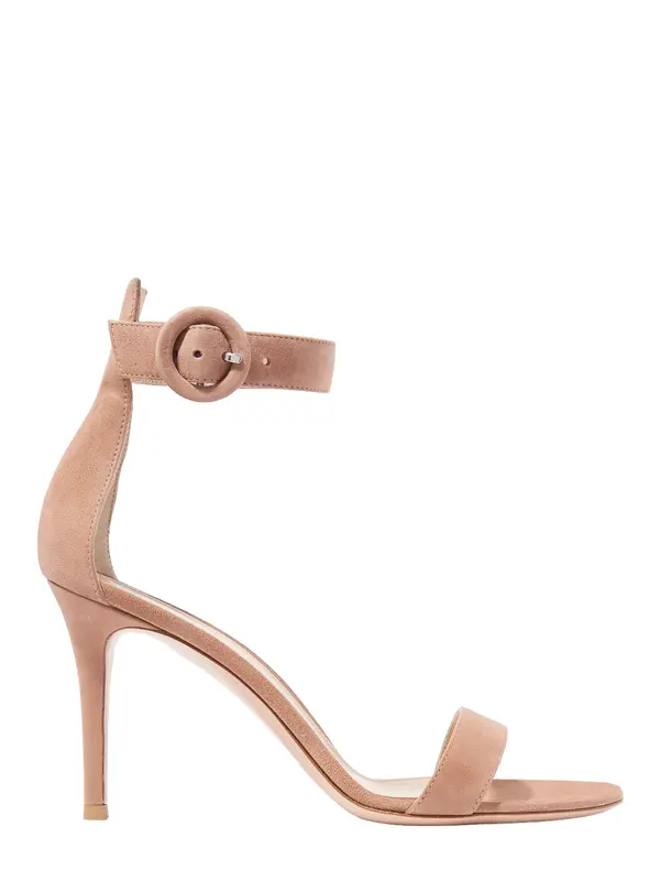 GIANVITO ROSSI Portofino 85 Suede Sandals - Neutrals
