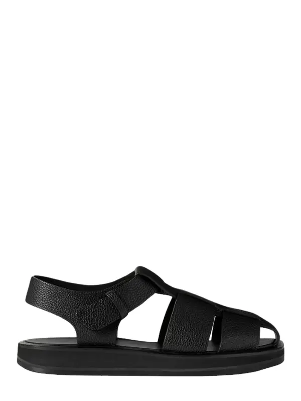 THE ROW Fisherman Woven Leather Sandals - Black