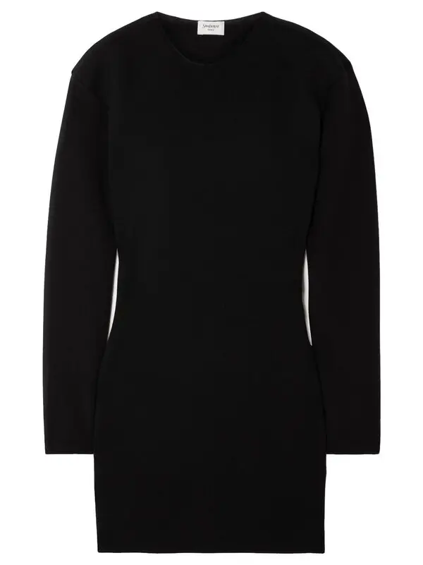 Saint Laurent Wool-blend Mini Dress - Black