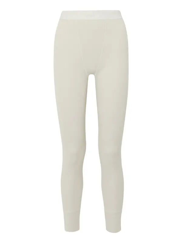 SKIMS Thermal Ribbed Cotton-blend Leggings - Cream