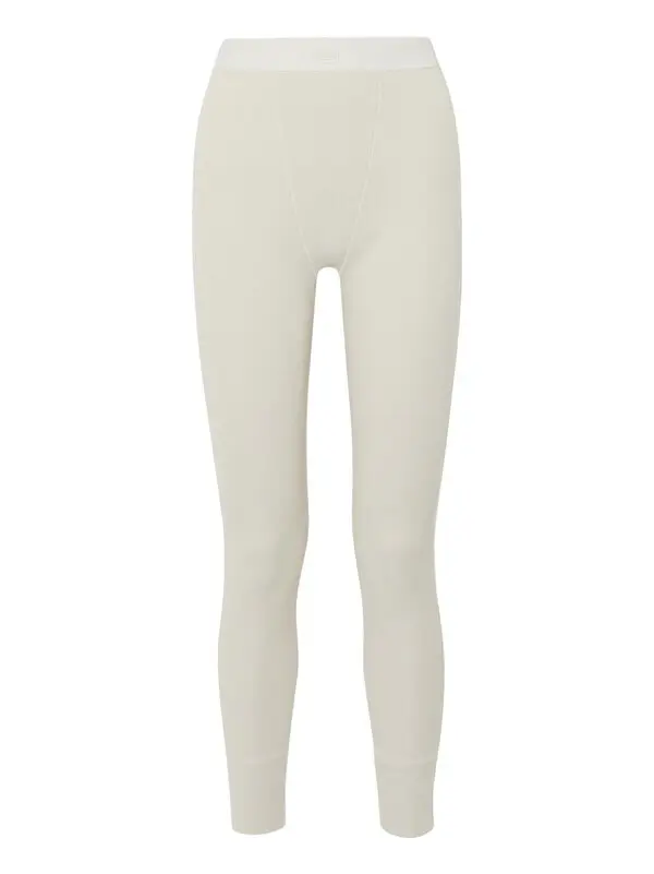 SKIMS Thermal Ribbed Cotton-blend Leggings - Neutrals