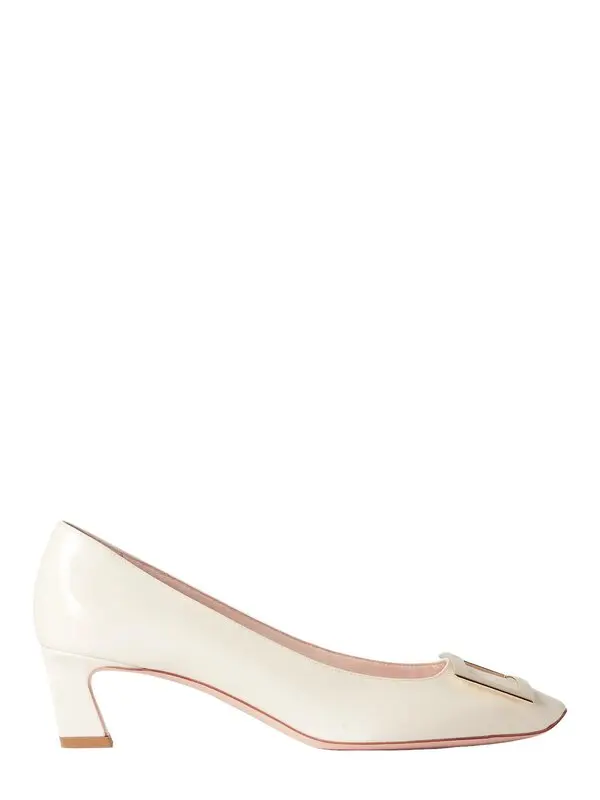 ROGER VIVIER Decollete Trompette 45 Patent-leather Pumps - Neutrals