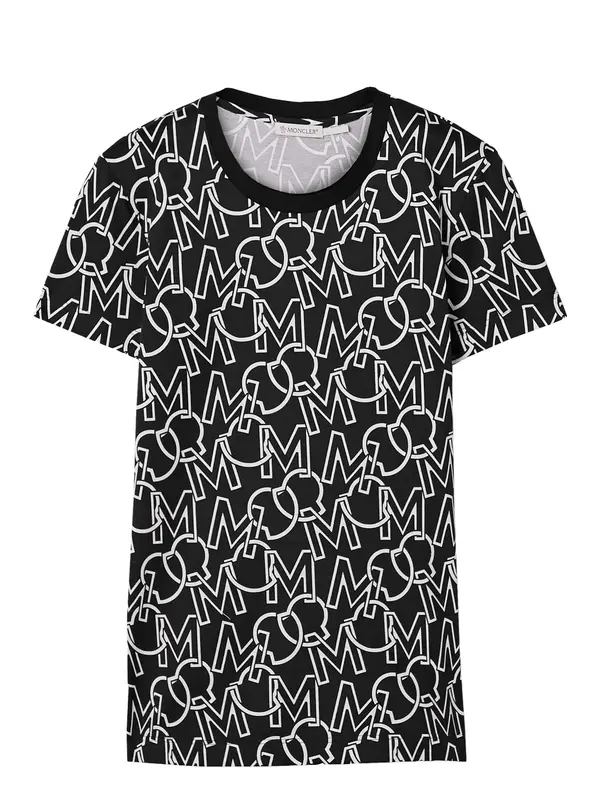 Moncler Printed Cotton-jersey T-shirt - Black