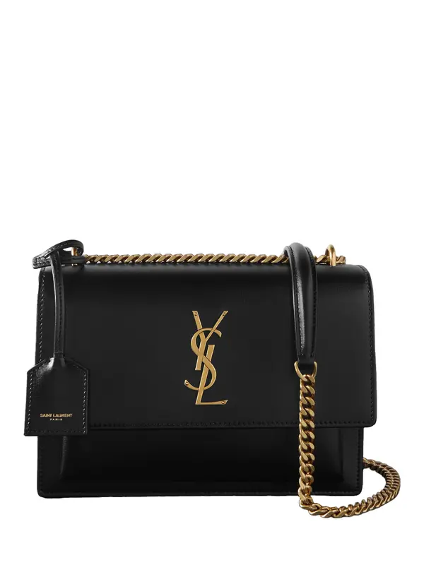 Saint Laurent Sunset Medium Leather Shoulder Bag - Black