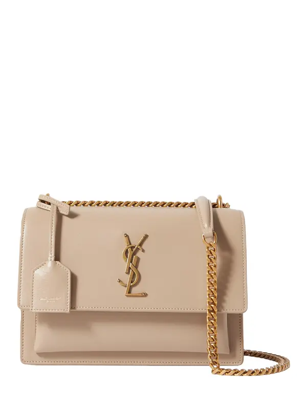 Saint Laurent Sunset Medium Leather Shoulder Bag - Neutrals