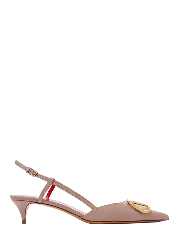 Valentino Garavani Go Logo 40 Embellished Leather Slingback Pumps - Pink
