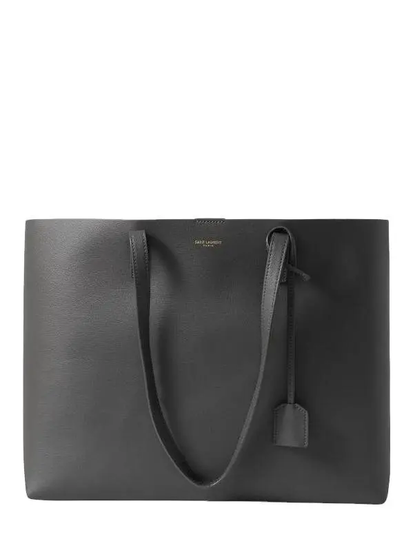 Saint Laurent East/west Large Textured-leather Tote - Gray